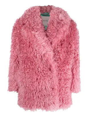 Lanificio Becagli Faux Shearling Wrap Coat - Pink
