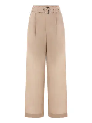 Brunello Cucinelli Belted Gauze Trousers - Neutrals