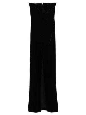 NISSA Velvet Maxi Dress - Black