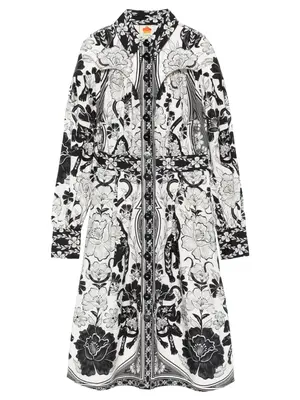 FARM RIO FARM Rio Flower Leopards Midi Shirt Dress