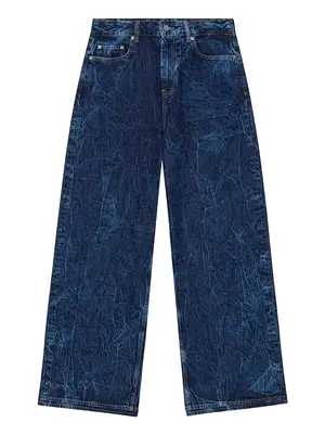 GANNI Marri Crinkled-effect Jeans - Blue