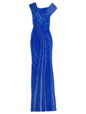 GABY CHARBACHY Gaby Charbachy Pleated Lurex Gown