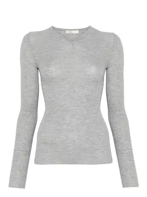 Khaite Ribbed V-neck Sweater - Grey