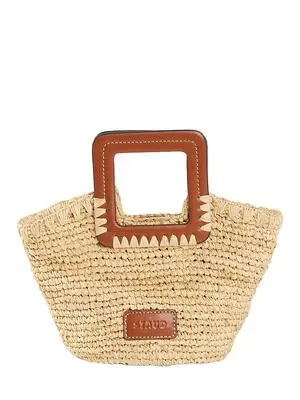 Staud Shirley Raffia Mini Bucket Bag - Natural Tan