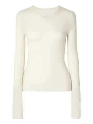 Khaite KHAITE Tania Ribbed Wool-blend Top Yellow