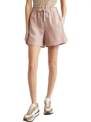 Eleventy Drawstring Linen Shorts - Rose