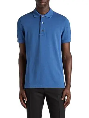 TOM FORD Lyocell & Cotton Piqué Polo - Hb532 Denim Blue