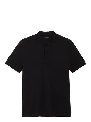 TOM FORD Lyocell & Cotton Piqué Polo - Lb999 Black