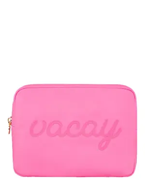 Stoney Clover Lane Vacay Embroidered Nylon Pouch - Bubblegum