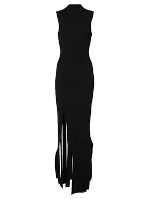 Victoria Beckham Pleated Ribbed-knit Gown - Black