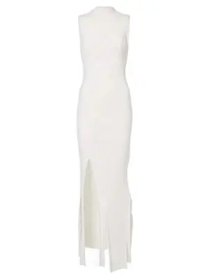 Victoria Beckham Pleated Ribbed-knit Gown - White