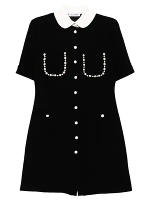 Dice Kayek Short Sleeve Shift Dress With Peter Pan Collar - Black