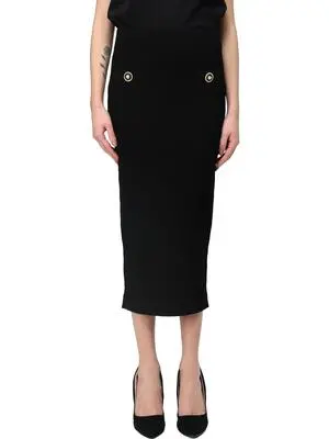 Balmain Ribbed Knit Midi Skirt - Black