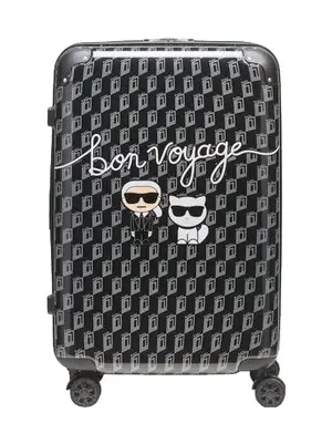 Karl Lagerfeld Bon Voyage Upright Suitcase - Black/grey