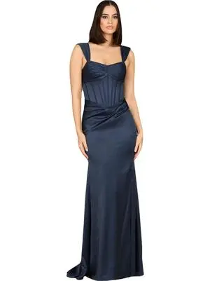 LARA NEW YORK Sleeveless Corset Gown - Navy