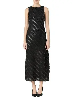 Endless Rose Sequin Stripe Maxi Dress - Black