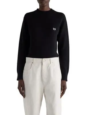 Balenciaga Logo Embroidered Wool Sweater - 1000 Black