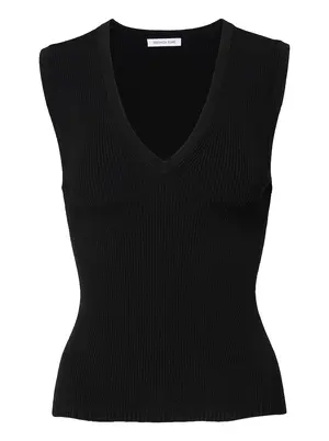 Veronica Beard Sid Ribbed-knit Top - Black