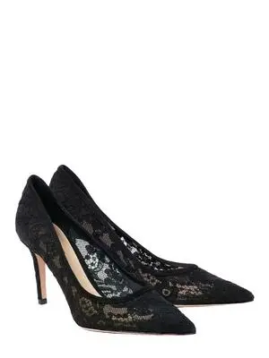GIANVITO ROSSI Pointy 85 Lace Pumps - Black