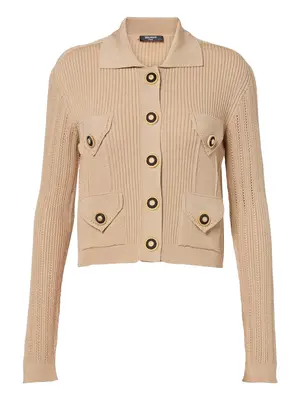 Balmain Ribbed-knit Cardigan - Beige