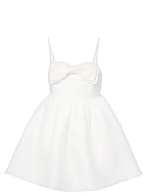 SELF-PORTRAIT Bow-detail Beaded Taffeta Minidress - White