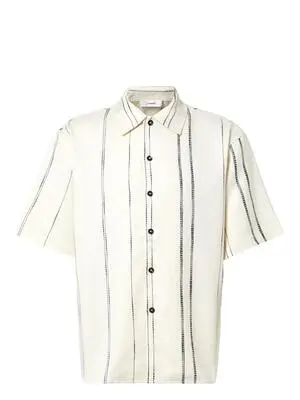 Commas Striped Linen And Cotton Shirt - White