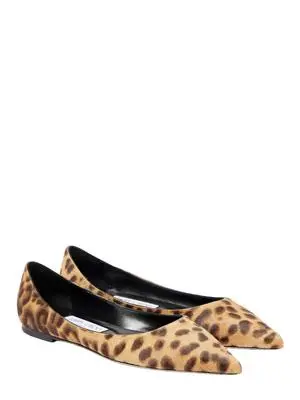 JIMMY CHOO Love Leopard-print Ballet Flats - Neutrals