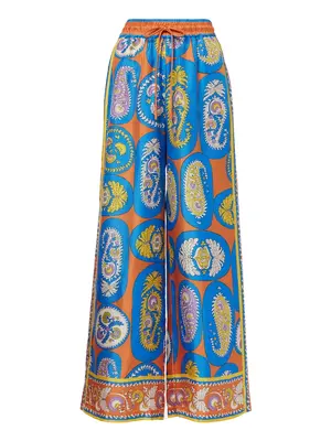 ALEMAIS Alémais Luis Printed Silk Palazzo Pants - Orange