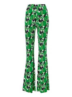 Diane Von Furstenberg Brooklyn Printed Flared Pants - Green