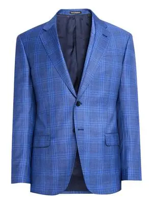 Emporio Armani Oversized Plaid Sport Coat - Blue