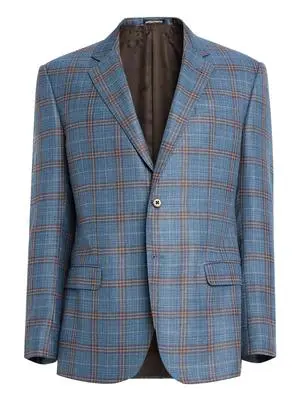 Emporio Armani Oversized Plaid Sport Coat - Blue