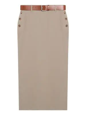 Moschino Virgin Wool Midi Skirt - Beige