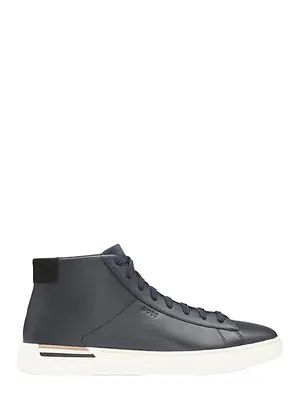 BOSS Leather High-top Trainers - Dark Blue