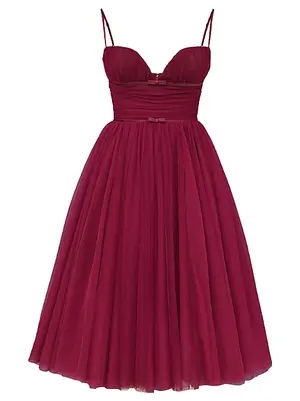 House Of Cb Countess Tulle Midi Dress - Cabernet