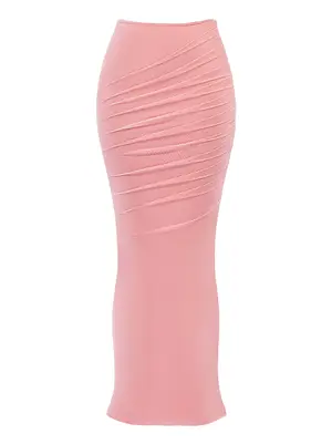 House Of Cb Fluted-hem Mesh Maxi Skirt - Peach