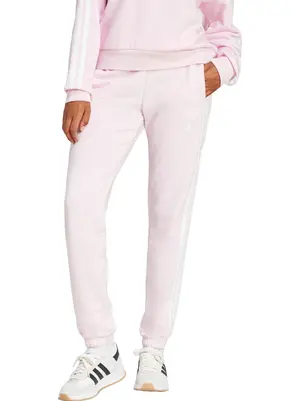 Adidas Essentials 3-stripes French Terry Cuffed Pants - Clear Pink / White