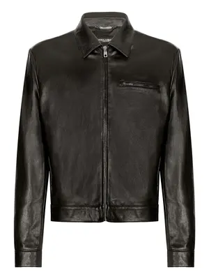 Dolce & Gabbana Lambskin Bomber Jacket - Black