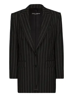 Dolce & Gabbana Pinstripe Wool Jacket - Black