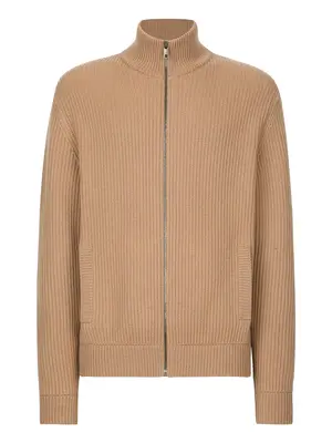 Dolce & Gabbana Zip-up High-neck Cashmere Sweatshirt - Beige
