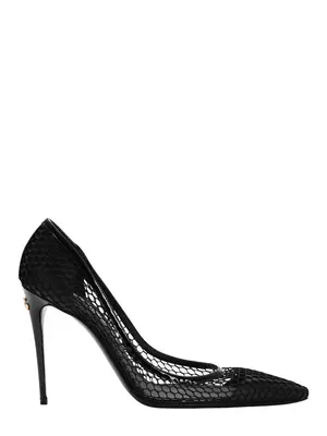 Dolce & Gabbana Mesh And Patent Leather Pumps - Black
