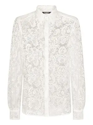 Dolce & Gabbana Lace Martini-fit Shirt - White