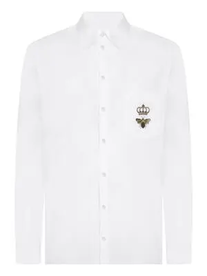 Dolce & Gabbana Cotton Martini-fit Shirt With Embroidery - White