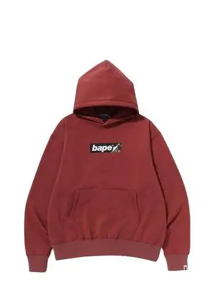A BATHING APE Smooth Logo Relaxed Fit Hoodie Burgundy
