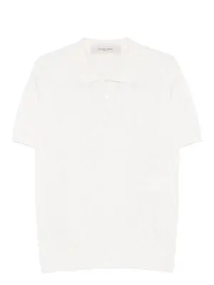 GOLDEN GOOSE Argyle Intarsia-knit Polo Shirt - Neutrals