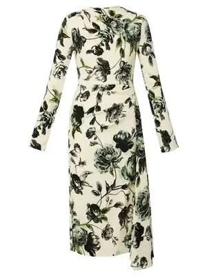 Erdem ERDEM Draped Long-Sleeve Midi Dress Neutrals