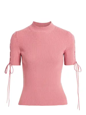 Oscar De La Renta Ribbed Wool-blend Top - Antique Rose