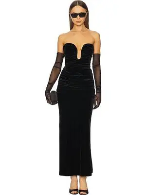 Bardot Elvira Velvet Maxi Dress - Black