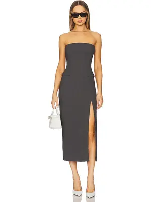 Bardot Nikki Strapless Midi Dress - Charcoal