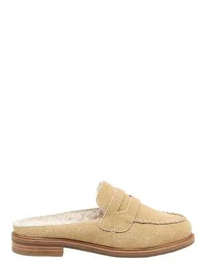 KELSI DAGGER BROOKLYN Faux Fur Lock Loafer Mules - Beige