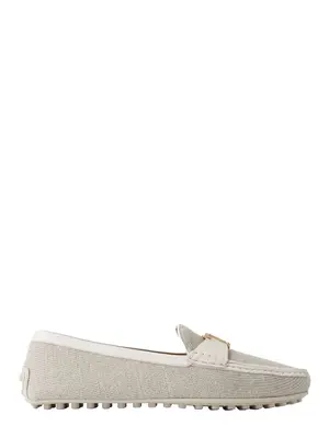 TOD'S Tod's Leather-Trimmed Raffia Loafers Neutral